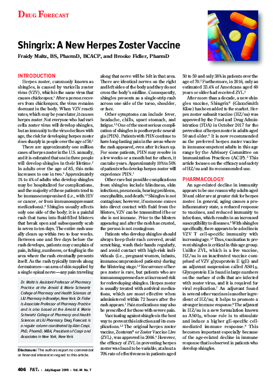 (PDF) Shingrix: A New Herpes Zoster Vaccine