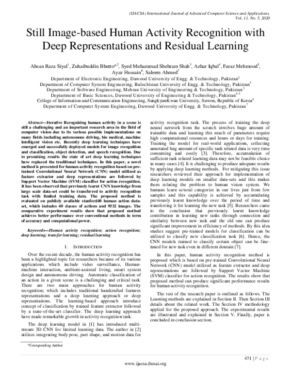 Pdf Still Image Based Human Activity Recognition With Deep