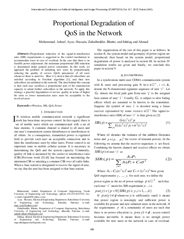 (PDF) Proportional Degradation of QoS in the Network
