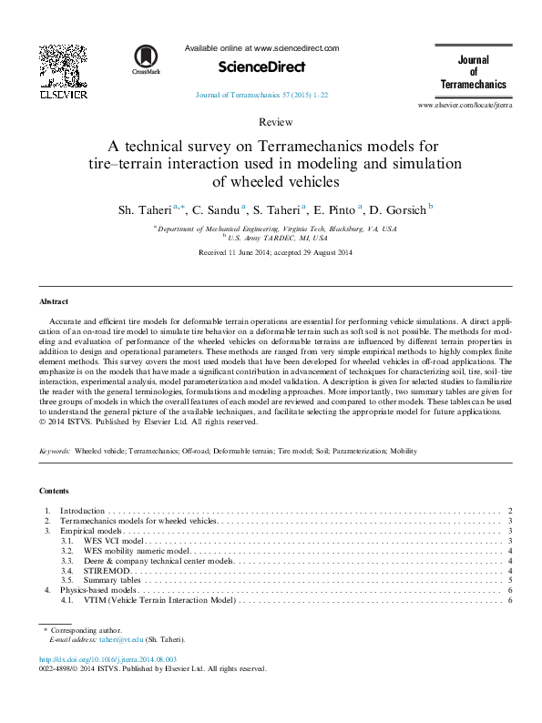 (PDF) A technical survey on Terramechanics models for tire–terrain ...