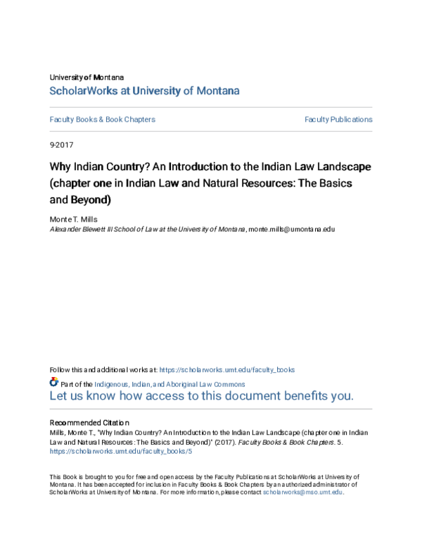 (PDF) Why Indian Country? An Introduction to the Indian Law Landscape ...