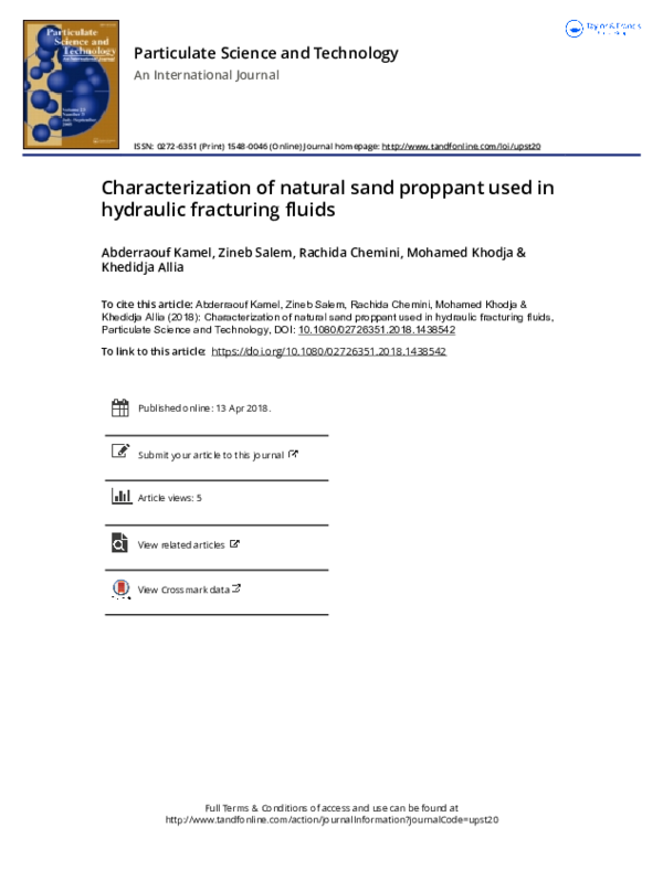 (PDF) Characterization of natural sand proppant used in hydraulic ...