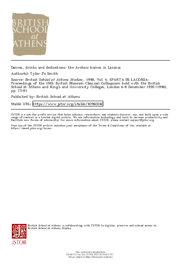 (PDF) “Dances, Drinks and Dedications: The Archaic Komos in Laconia.” In Sparta in Laconia: the ...