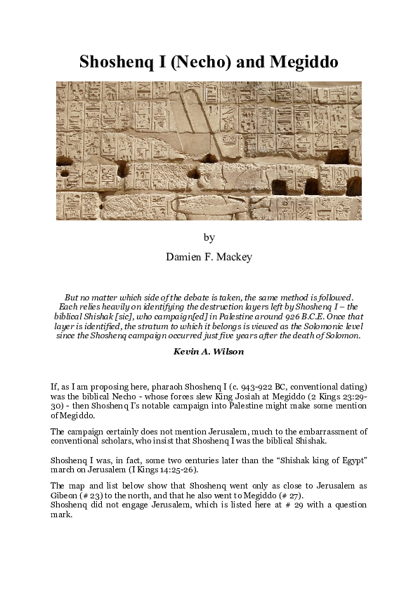 (DOC) Shoshenq I (Necho) and Megiddo