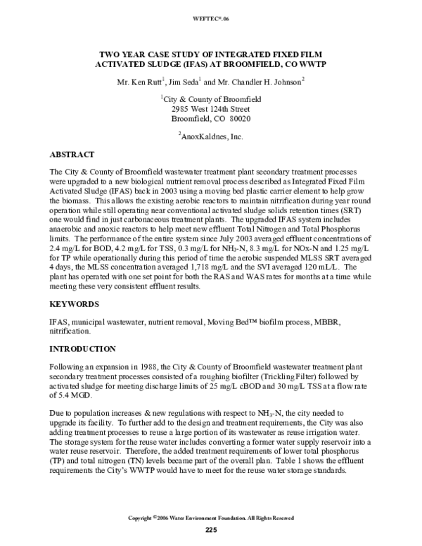 (PDF) Two Year Case Study of Integrated Fixed Film Activated Sludge ...
