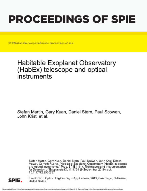 (PDF) The Habitable Exoplanet Observatory (HabEx)
