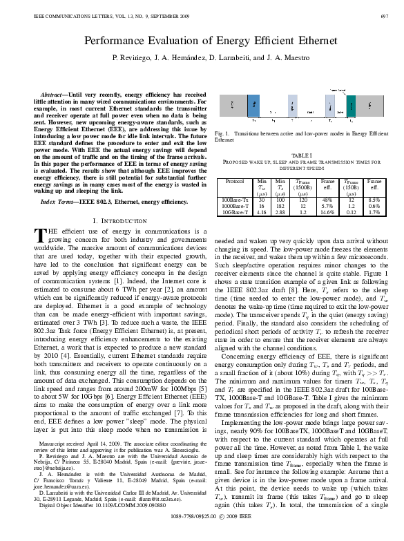 Pdf Performance Evaluation Of Energy Efficient Ethernet
