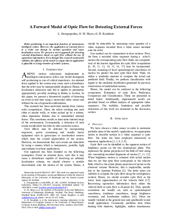 (PDF) A forward model of optic flow for detecting external forces