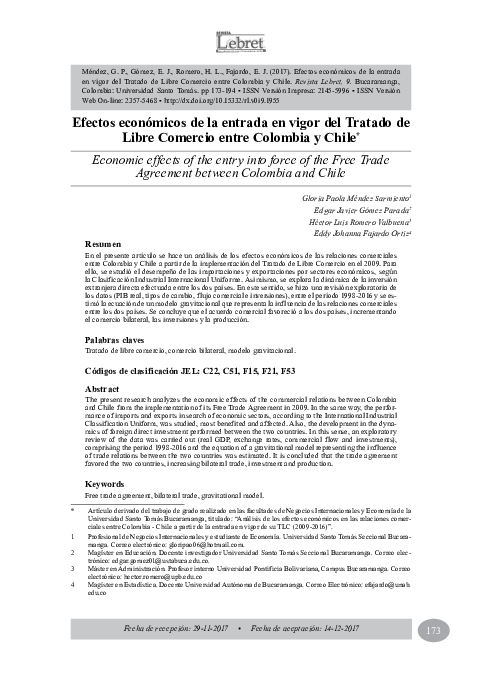 (PDF) Efectos económicos de la entrada en vigor del Tratado de Libre ...