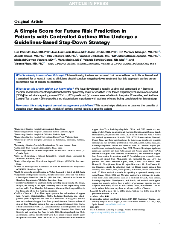 (PDF) A Simple Score for Future Risk Prediction in Patients with ...