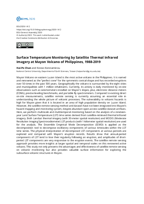(PDF) Surface Temperature Monitoring by Satellite Thermal Infrared ...