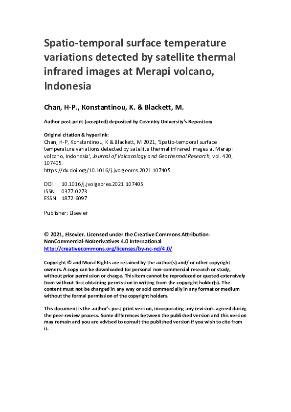 (PDF) Spatio-temporal surface temperature variations detected by satellite thermal infrared ...