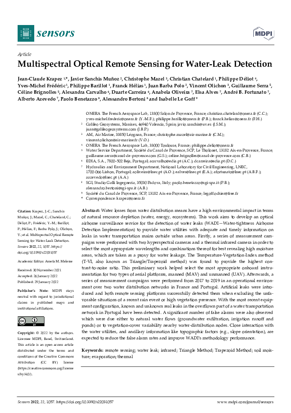 (PDF) Multispectral Optical Remote Sensing for Water-Leak Detection | ALBY - Alberto Azevedo ...