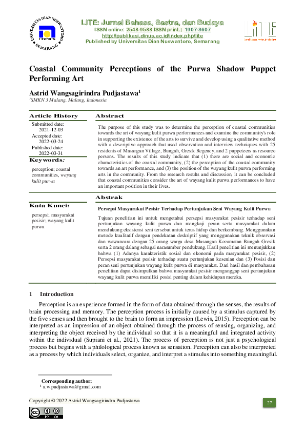 (PDF) Coastal Community Perceptions of the Purwa Shadow Puppet ...