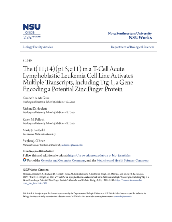 (PDF) The t(11;14)(p15;q11) in a T-cell acute lymphoblastic leukemia ...