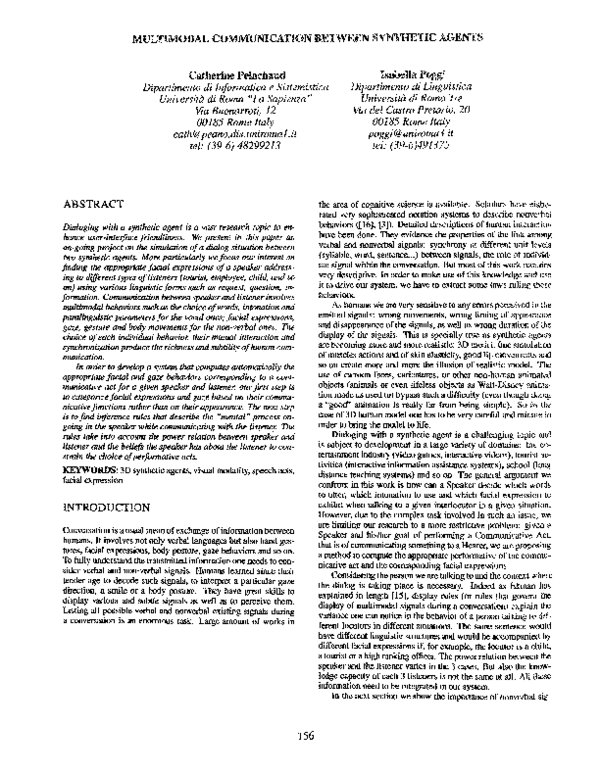(PDF) Multimodal communication between synthetic agents