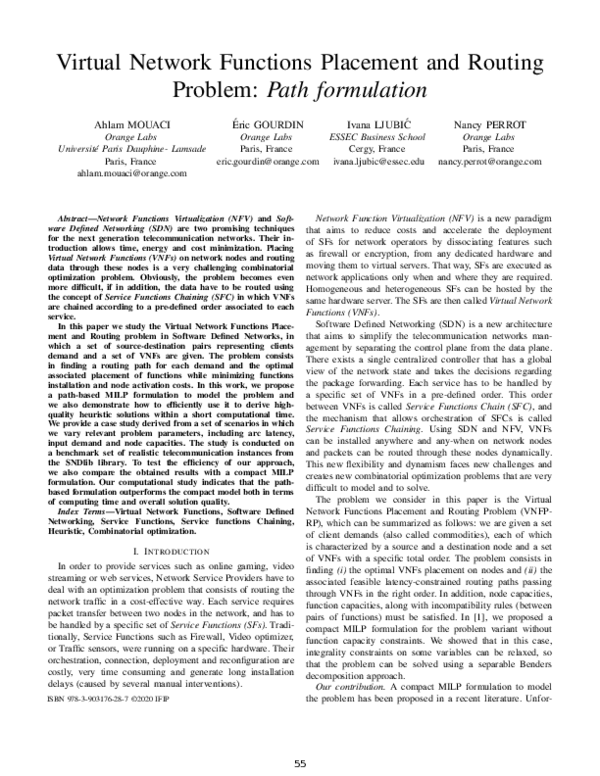 (PDF) Virtual Network Functions Placement and Routing Problem: Path formulation