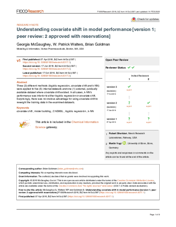 Pdf Understanding Covariate Shift In Model Performance Brian