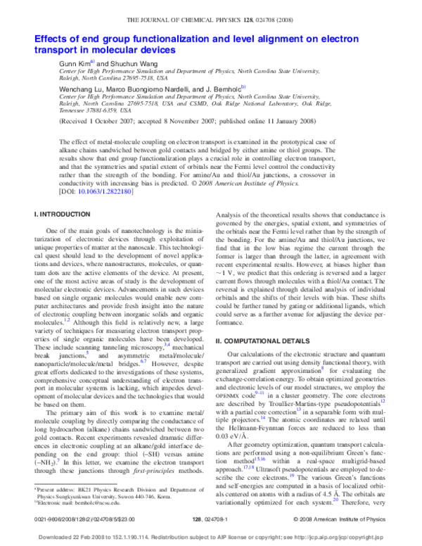 (PDF) Effects of end group functionalization and level alignment on ...
