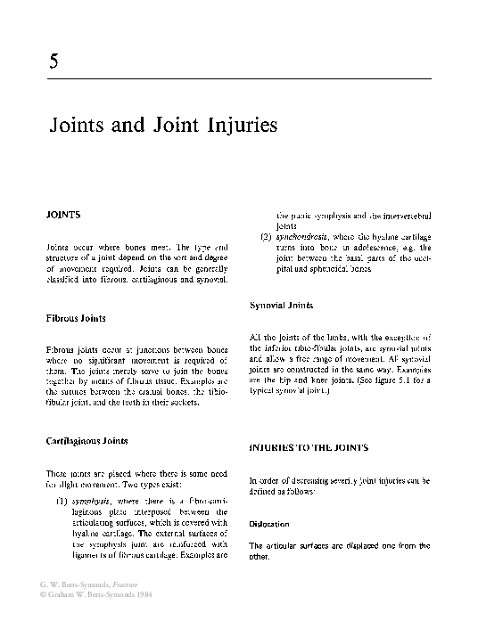 (PDF) Joints and Joint Injuries