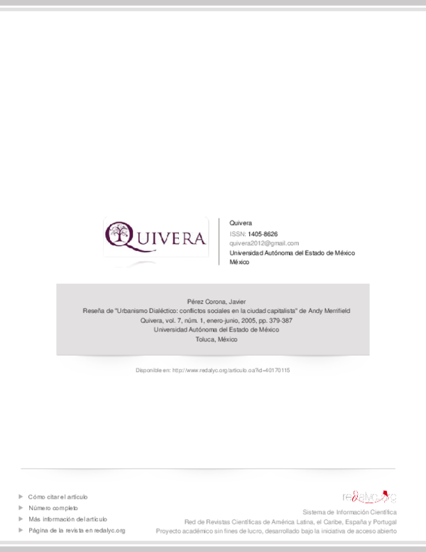 (PDF) Reseña de "Urbanismo Dialéctico: conflictos sociales en la ciudad ...