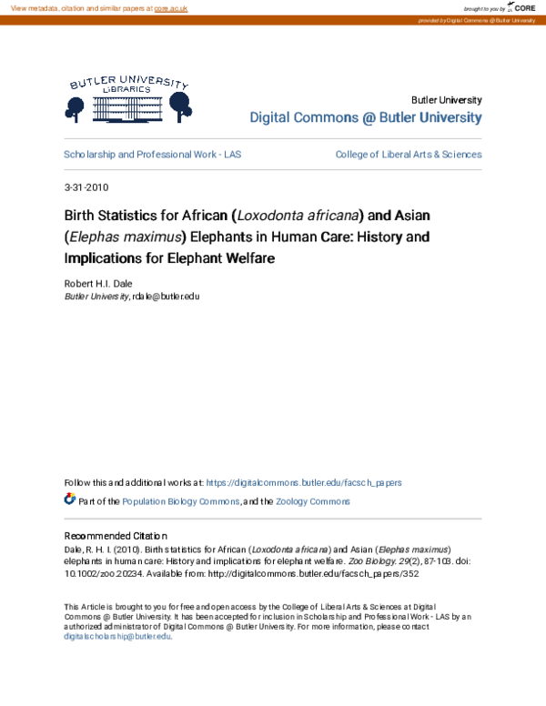 (PDF) Birth Statistics for African (\u3cem\u3eLoxodonta africana\u3c/em ...