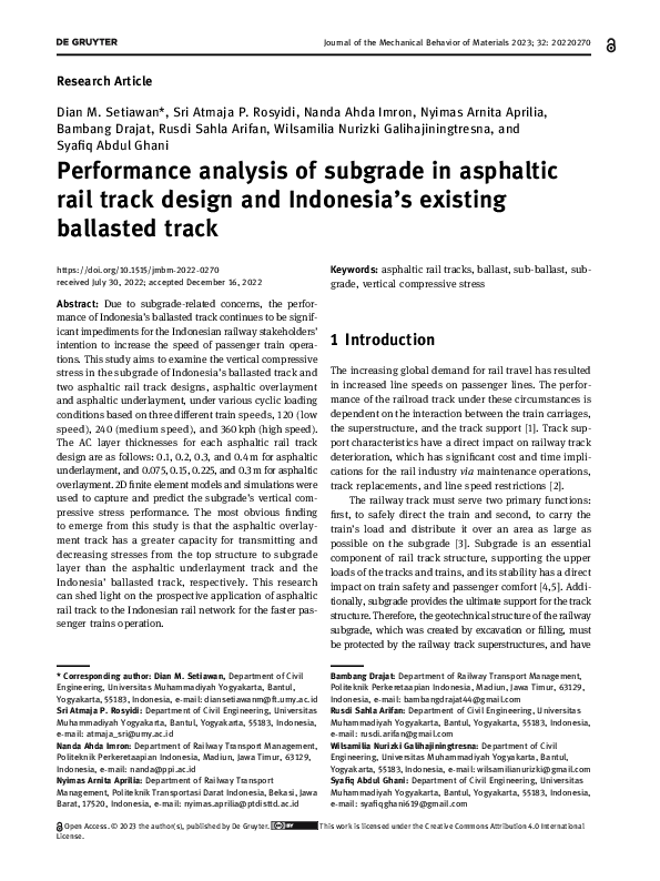 (PDF) Performance analysis of subgrade in asphaltic rail track design ...