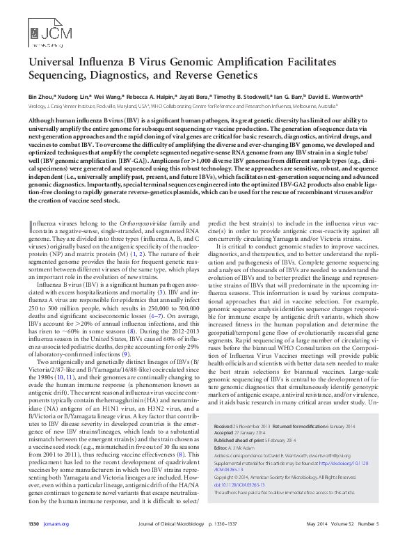 (PDF) Universal Influenza B Virus Genomic Amplification Facilitates ...