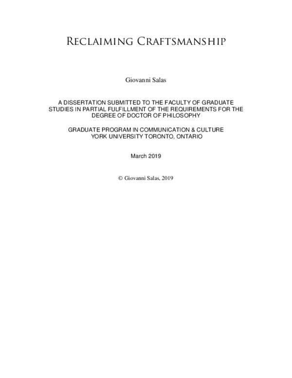 (PDF) Reclaiming Craftsmanship