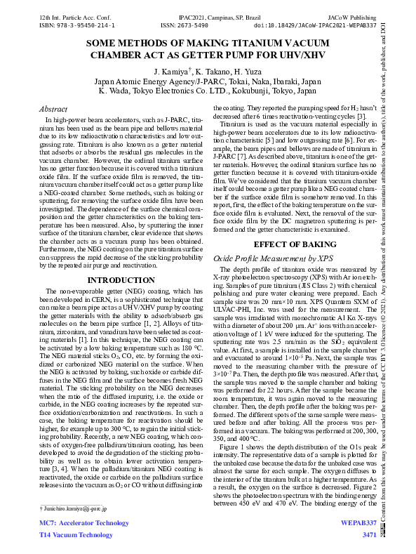 (PDF) Some Methods of Making Titanium Vacuum Chamber Act as Getter Pump ...