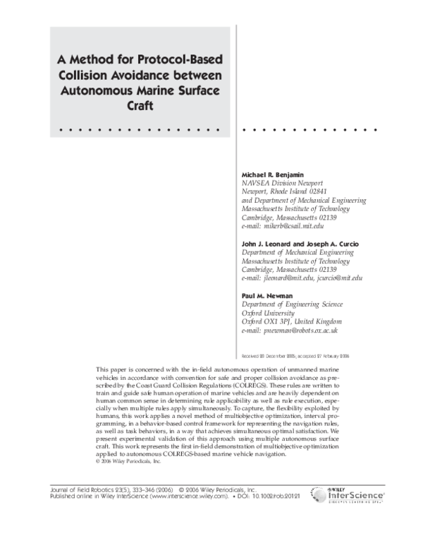(PDF) A method for protocol-based collision avoidance between ...
