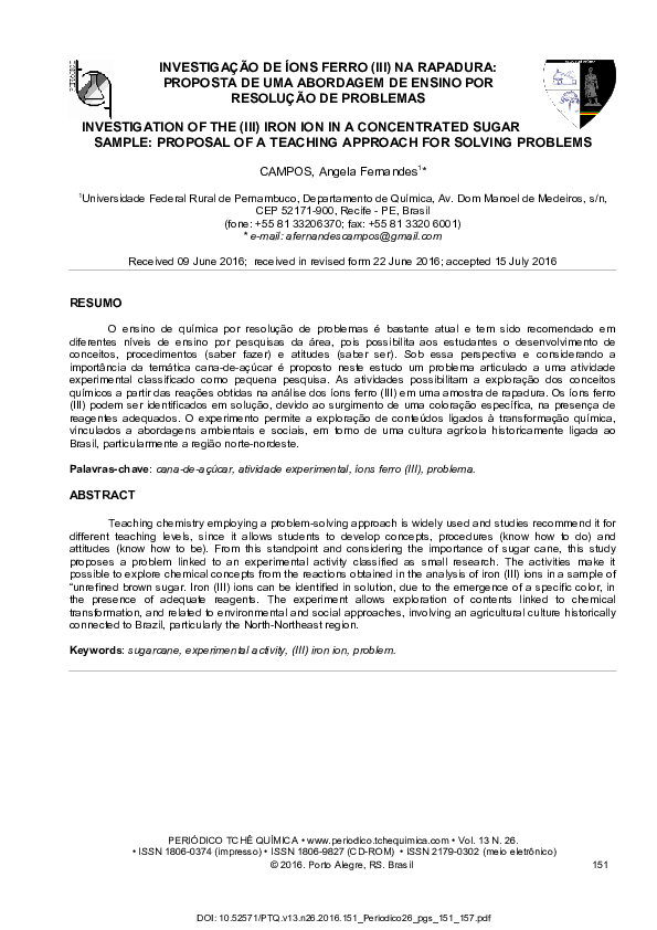 (PDF) Investigation of the (III) Iron Ion in a Concentrated Sugar ...
