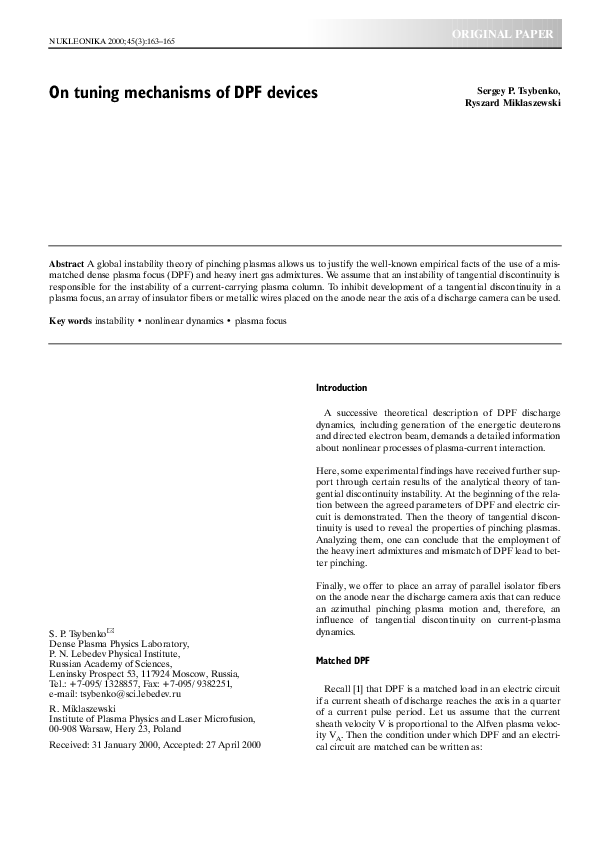 (PDF) On tuning mechanisms of DPF devices