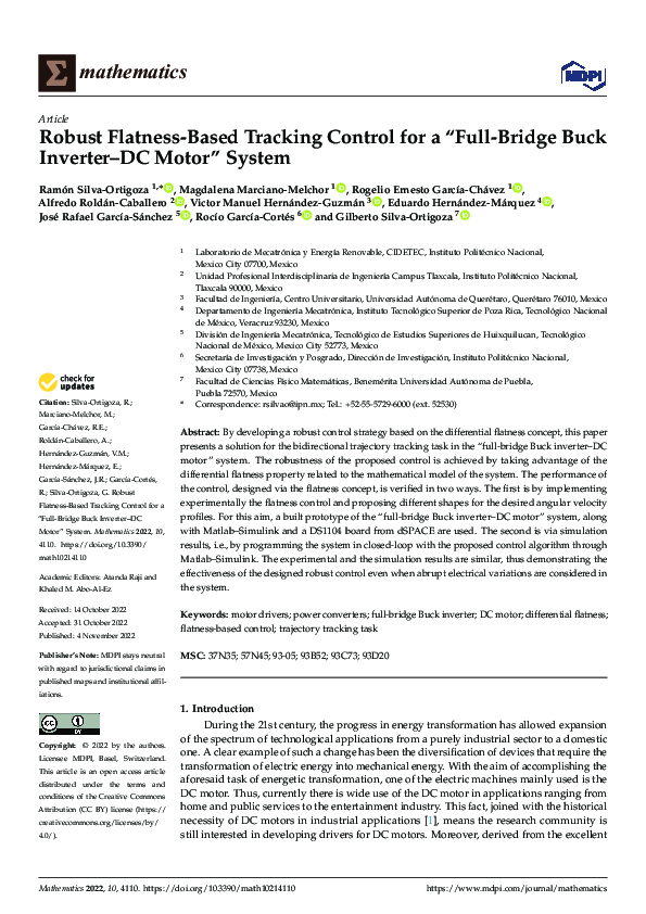 Pdf Robust Flatness Based Tracking Control For A “full Bridge Buck Inverter Dc Motor” System