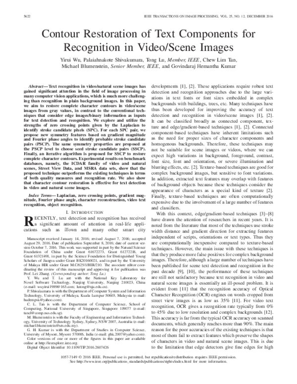 (PDF) Contour Restoration of Text Components for Recognition in Video ...