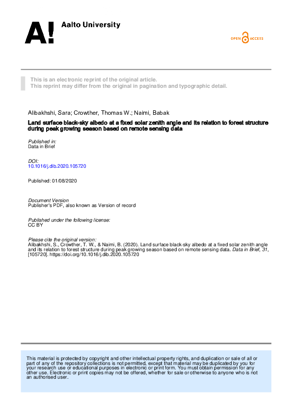 (PDF) Land surface black-sky albedo at a fixed solar zenith angle and ...
