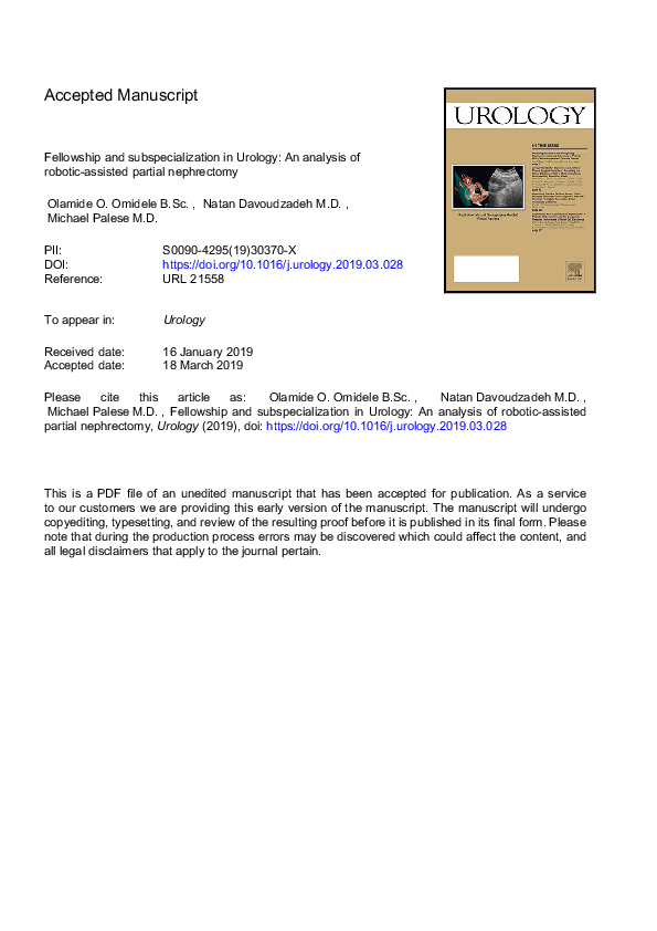 (PDF) Fellowship and Subspecialization in Urology: An Analysis of ...