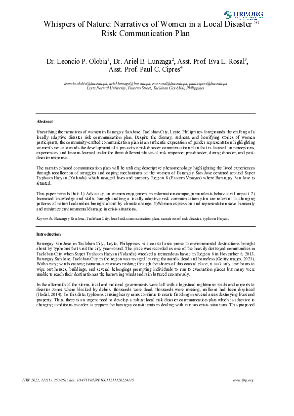 (PDF) Whispers of Nature: A Project Proposal on Women Participation in ...