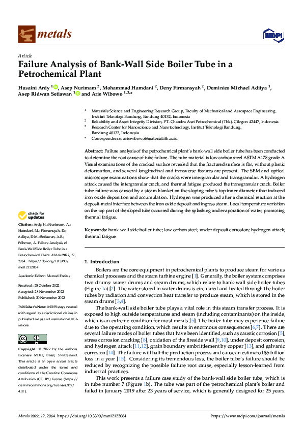 (PDF) Failure Analysis of Bank-Wall Side Boiler Tube in a Petrochemical ...