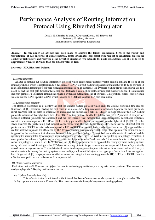 Pdf Performance Analysis Of Routing Information Protocol Using