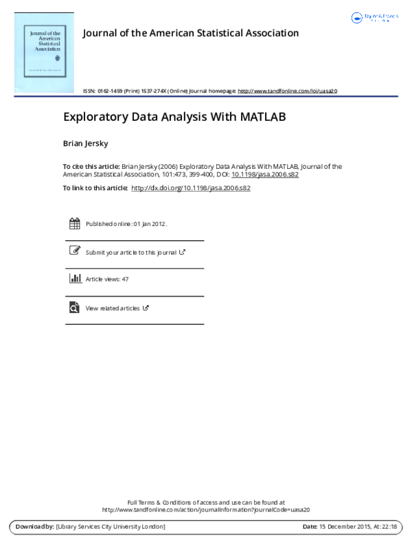 Pdf Exploratory Data Analysis With Matlab