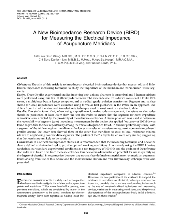 (PDF) A New Bioimpedance Research Device (BIRD) for Measuring the Electrical Impedance of ...