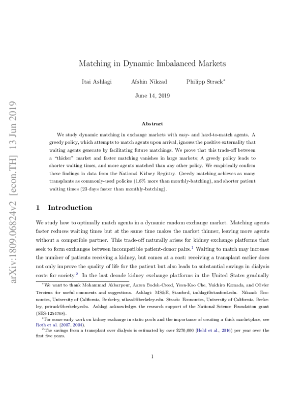 (PDF) Matching in Dynamic Imbalanced Markets
