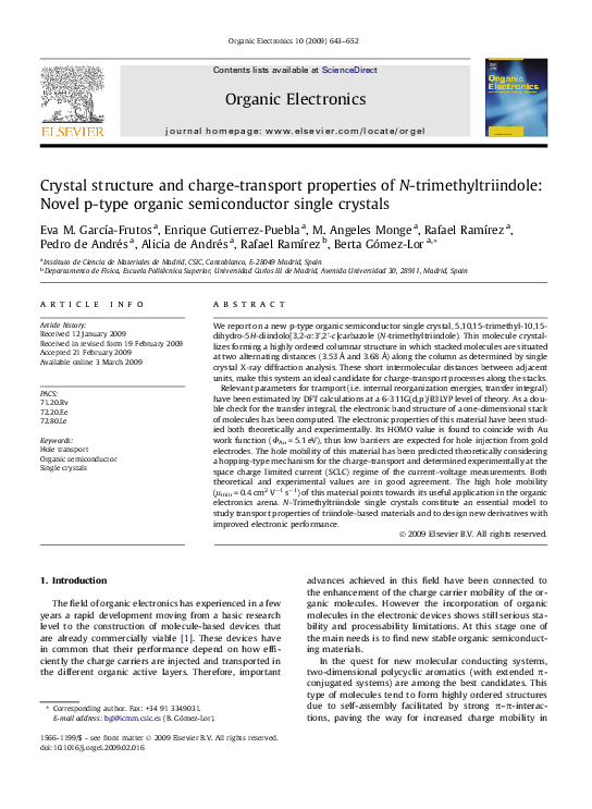 (PDF) Crystal structure and charge transport properties of poly(arylene ...