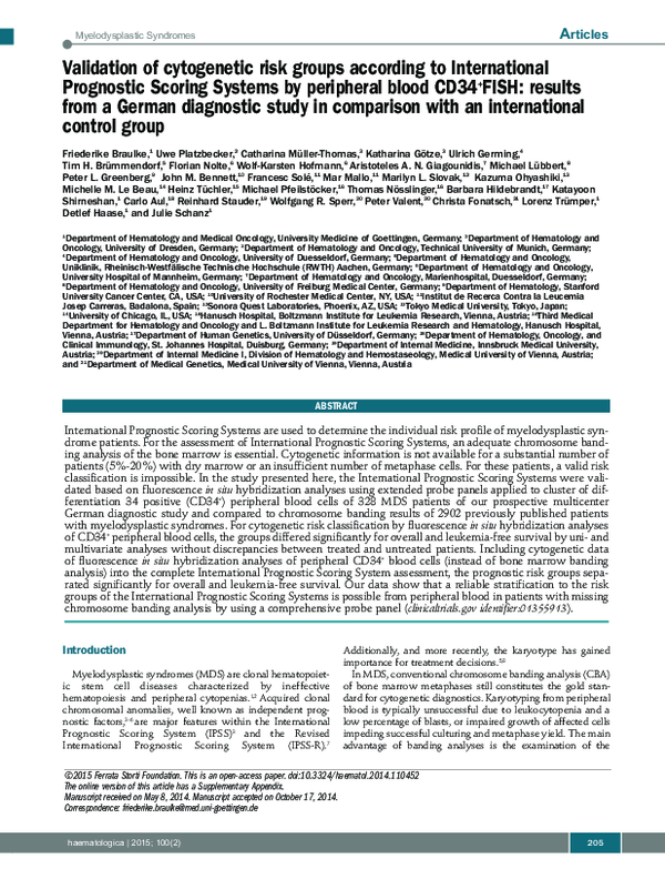 (PDF) Validating Cytogenetic Risk in MDS Using FISH
