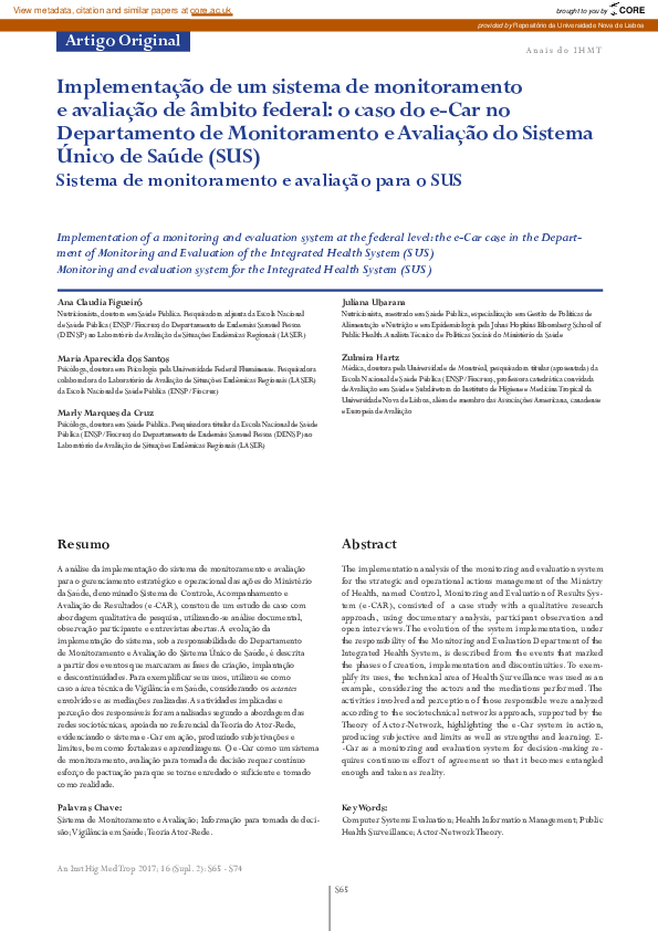 (PDF) Implementação de um sistema de monitoramento e avaliação de ...