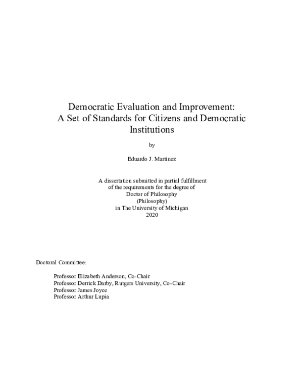 (PDF) Democratic Evaluation and Improvement: A Set of Standards for Citizens and Democratic ...