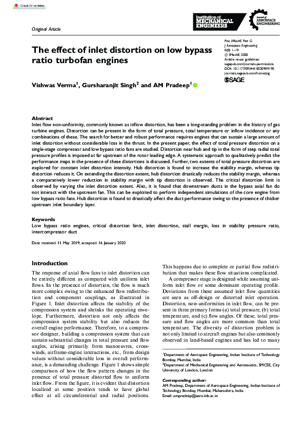 (PDF) The effect of inlet distortion on low bypass ratio turbofan engines