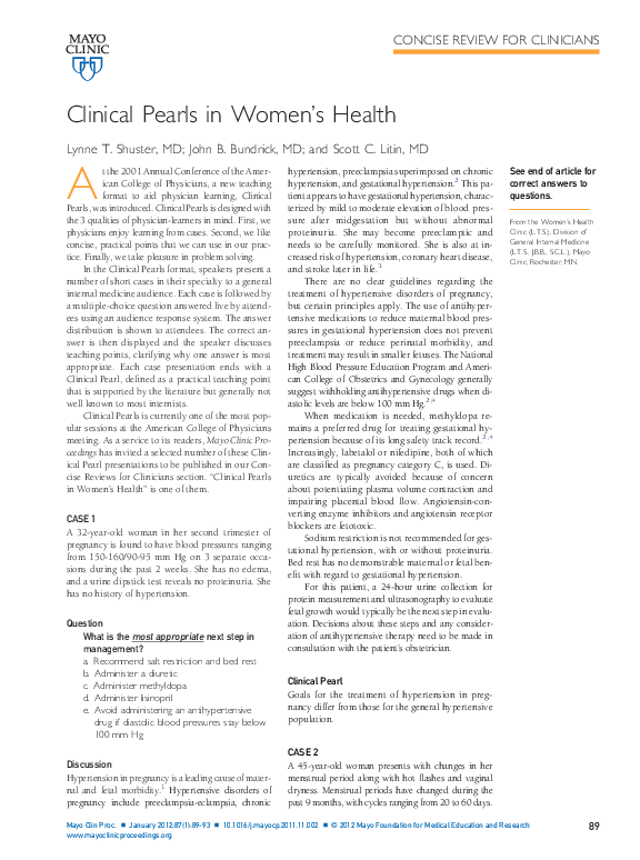 (PDF) Clinical Pearls in Women's Health