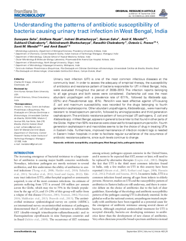 (PDF) Understanding the patterns of antibiotic susceptibility of bacteria causing urinary tract ...